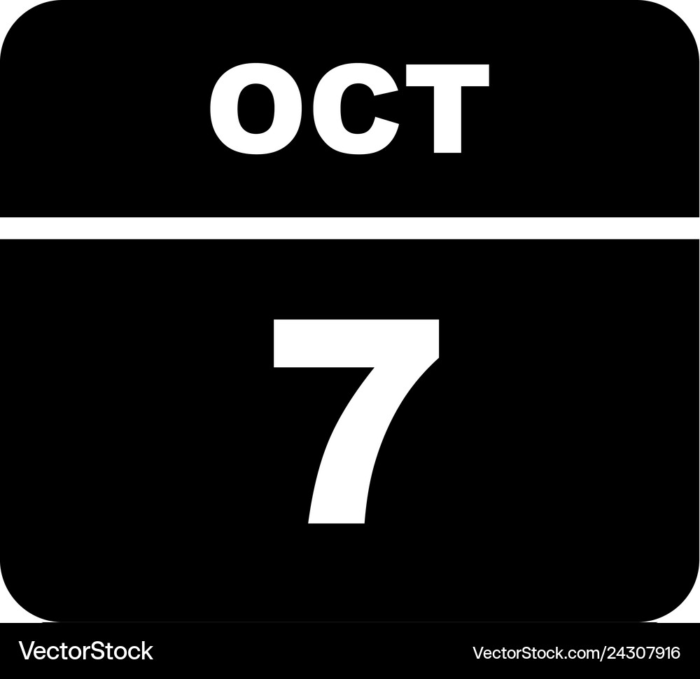 October 7th date on a single day calendar Vector Image