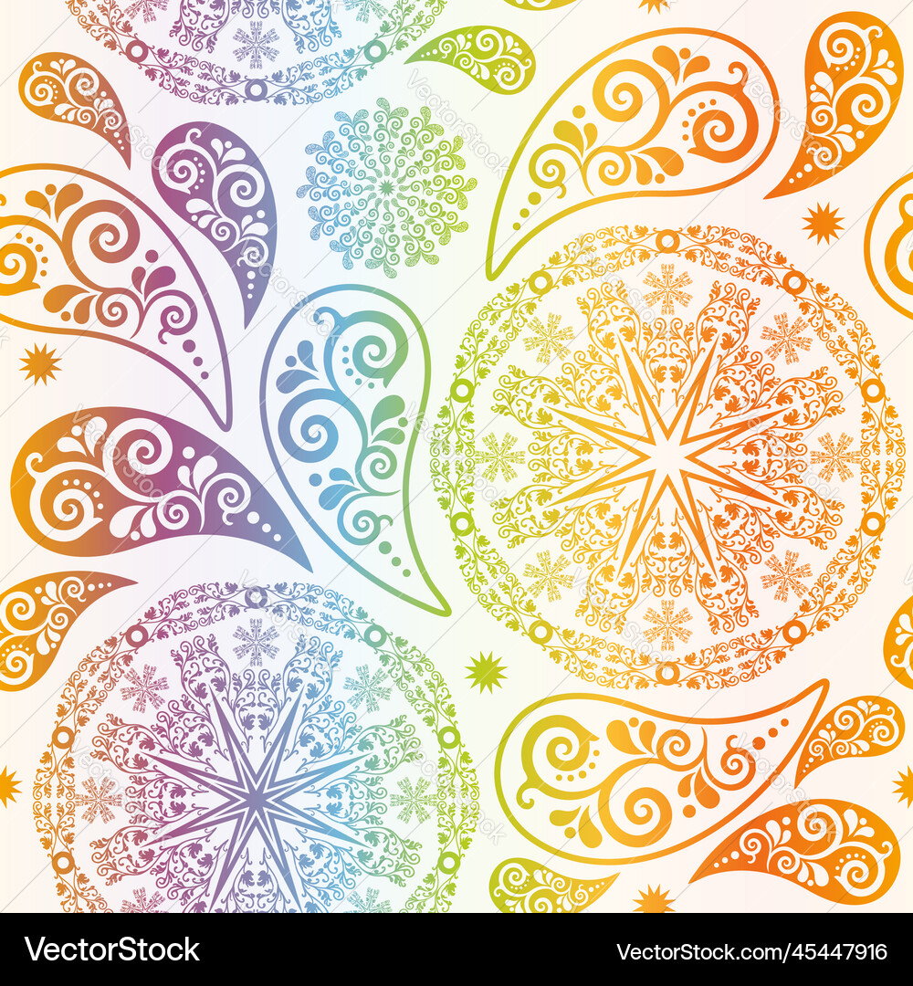 Seamless pattern with vintage paisley and mandala Vector Image