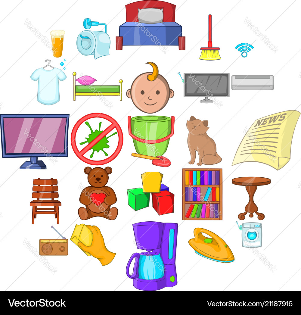 Summer courtyard icons set cartoon style Vector Image