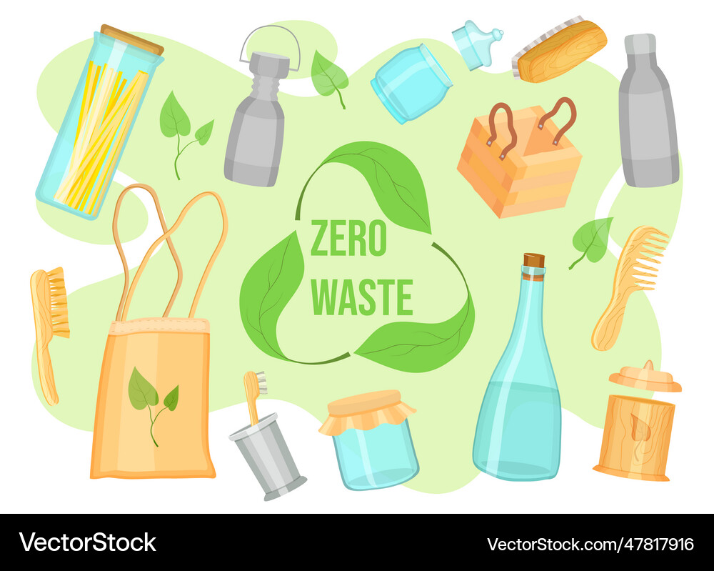 Zero waste collection eco concept no trash life – Royalty-Free Vector ...