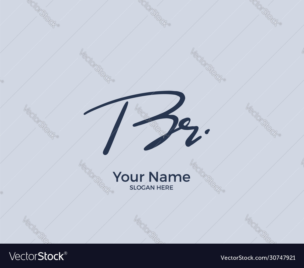 B r br initial logo signature handwriting Vector Image