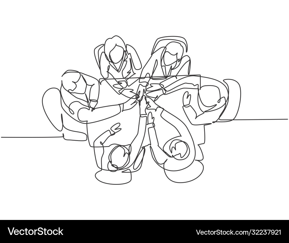 Business deal concept one line drawing group Vector Image