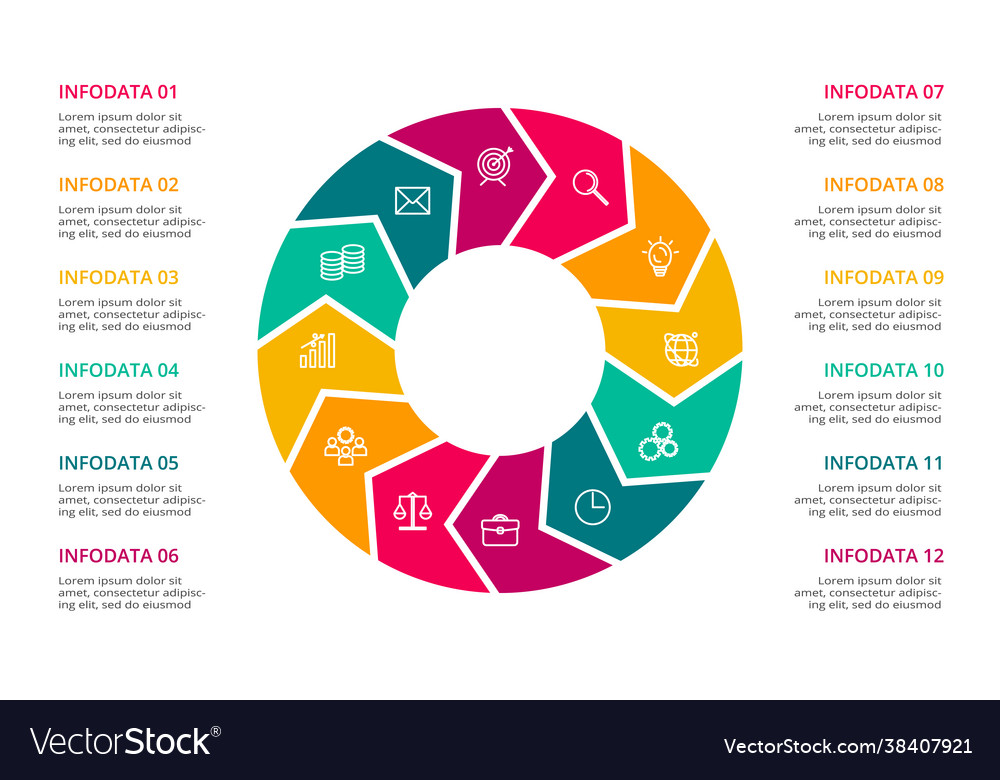 Circle elements graph diagram with 12 steps Vector Image