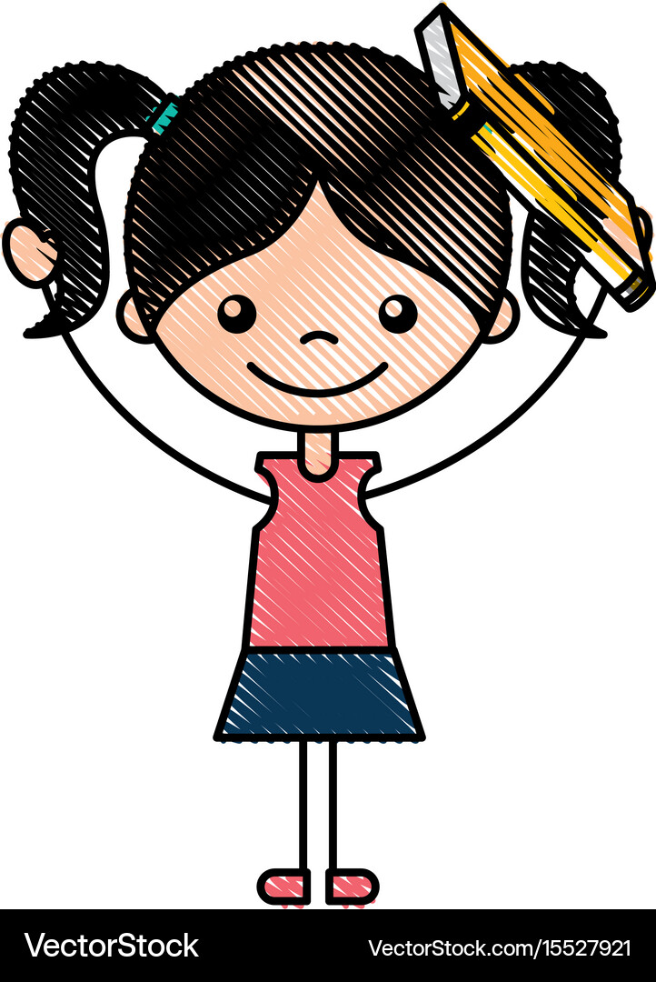 Cute girl with book character icon Royalty Free Vector Image