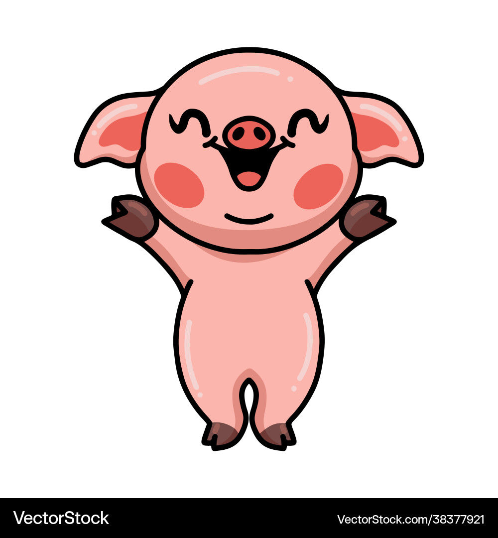 Cute happy little pig cartoon Royalty Free Vector Image