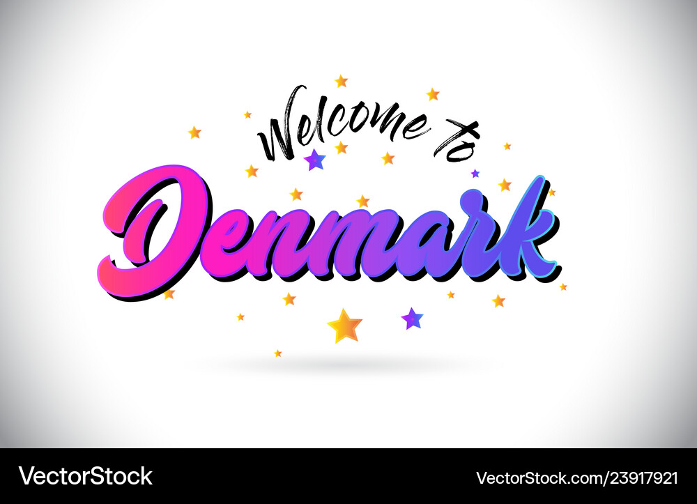 Denmark welcome to word text with purple pink Vector Image