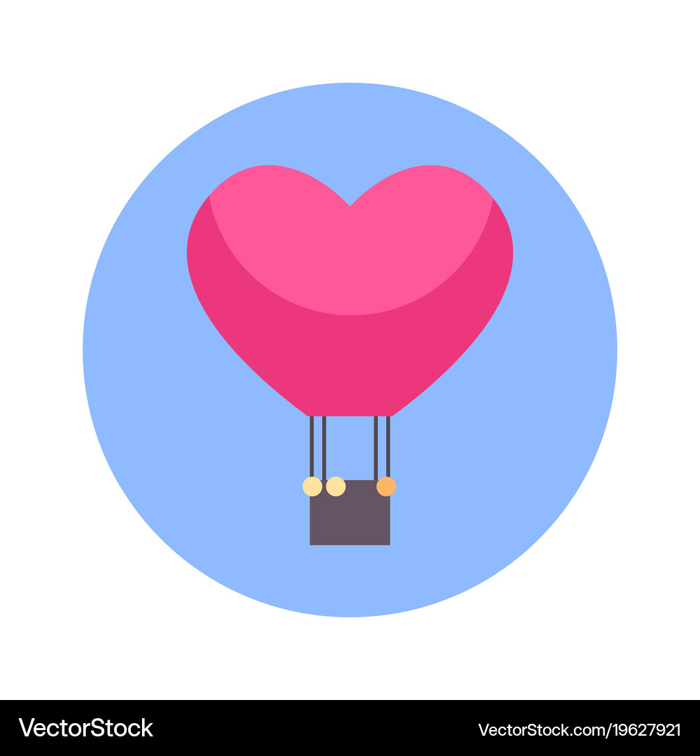 Flying air balloon in heart shape icon on blue Vector Image