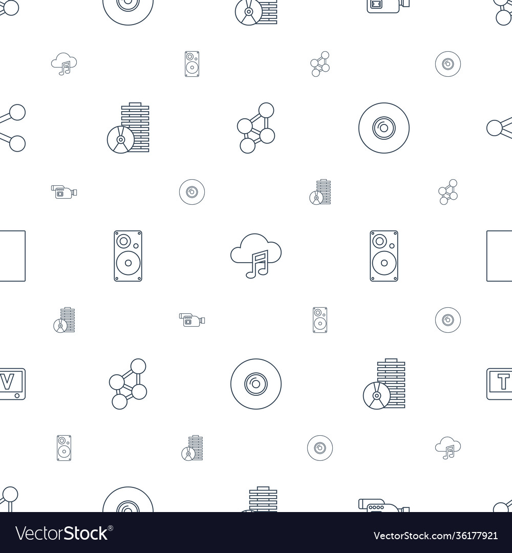 Multimedia icons pattern seamless white background
