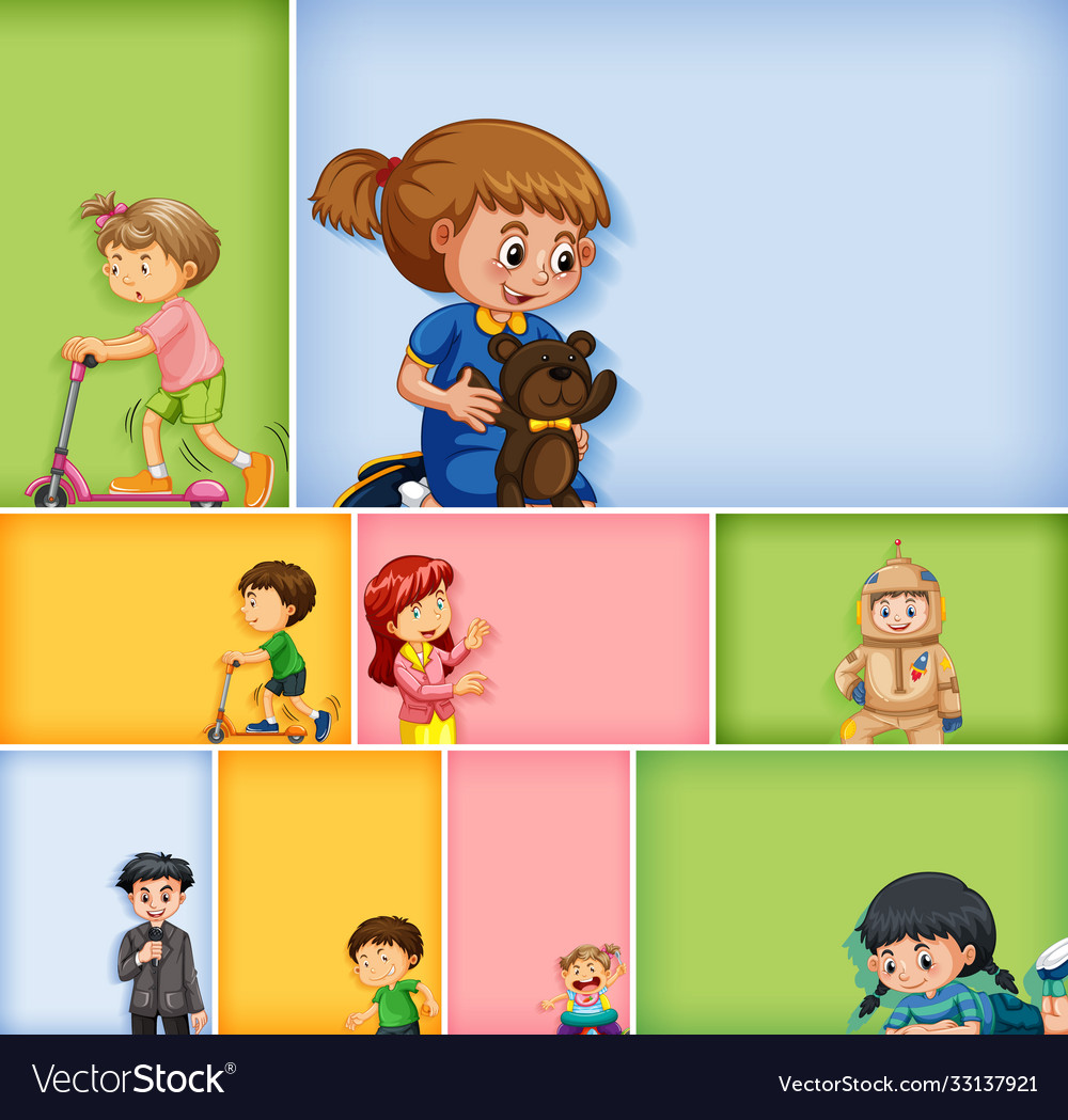 Set different kid characters on different Vector Image