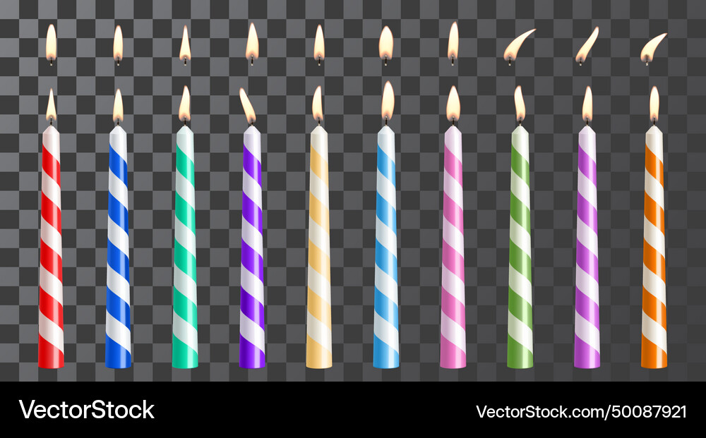Striped colorful candles for birthday cake or pie Vector Image