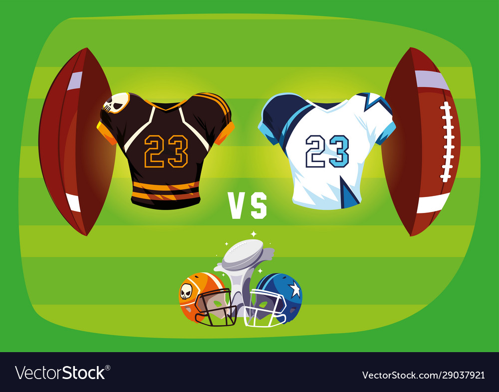 Super bowl helmets trophy and uniforms inside ball