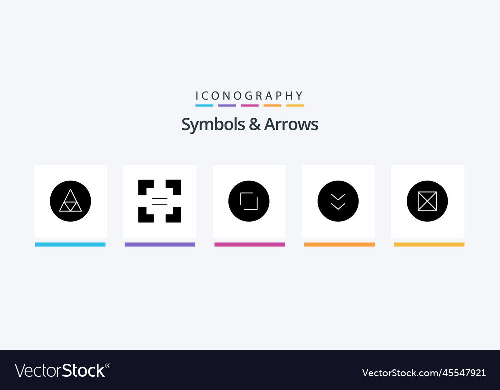 Symbols and arrows glyph 5 icon pack including Vector Image