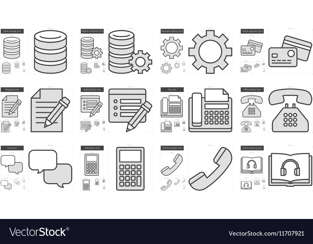 Technology line icon set Royalty Free Vector Image