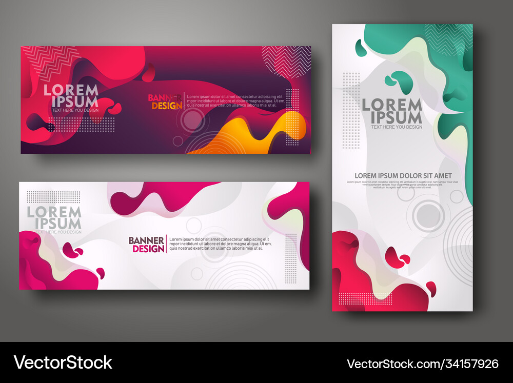Banner set design template in trendy vibrant Vector Image