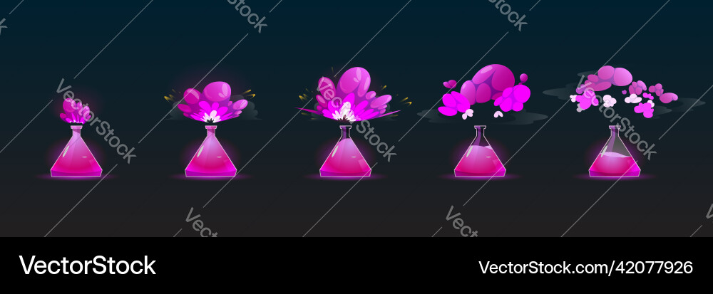 Chemical reaction in flask explosion animation Vector Image