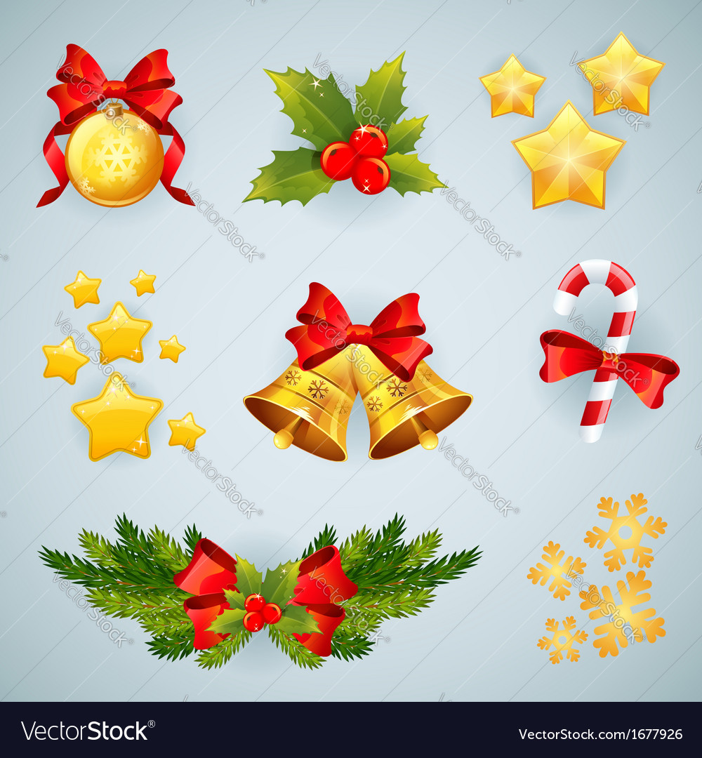 Christmas realistic festive set Royalty Free Vector Image