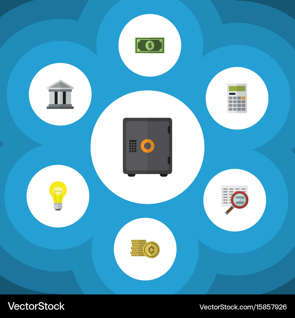 Flat icon gain set calculate strongbox bank Vector Image