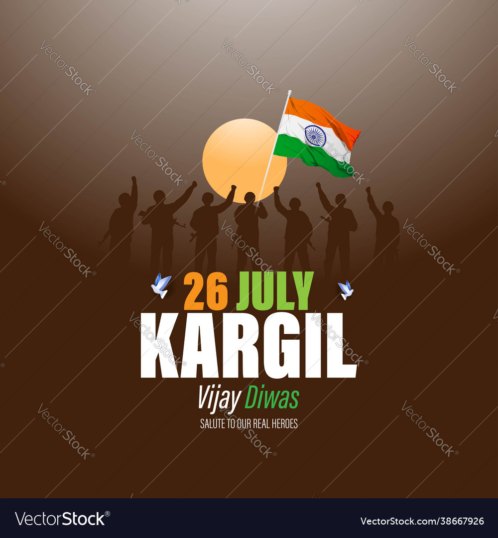 For 26 july vijay kargil diwas means Royalty Free Vector