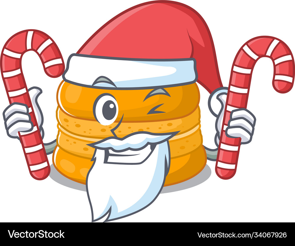 Friendly orange macaron in santa cartoon Vector Image