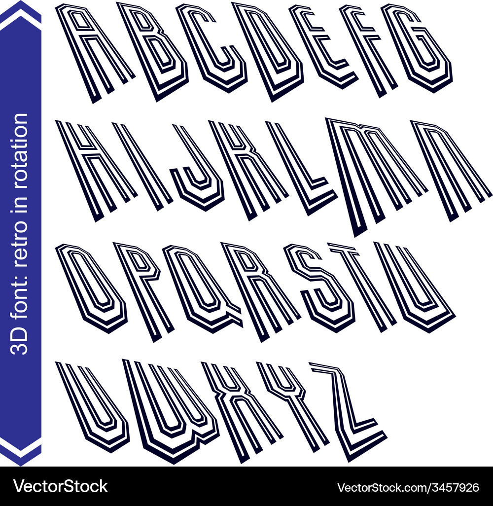Geometric retro style graphic font in rotation Vector Image