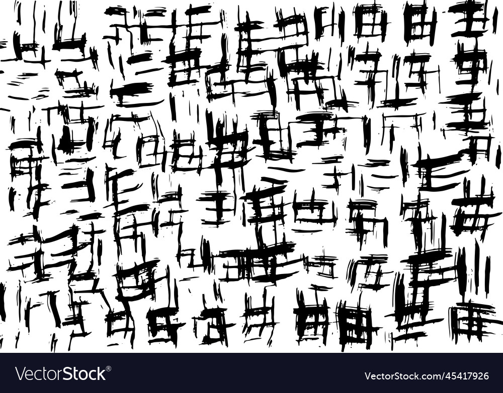 Grunge ink brush strokes freehand black Royalty Free Vector