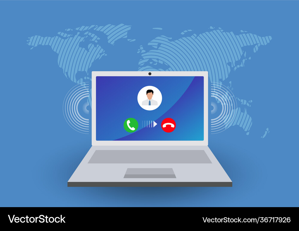 Incoming call video on laptop screen – Royalty-Free Vector | VectorStock