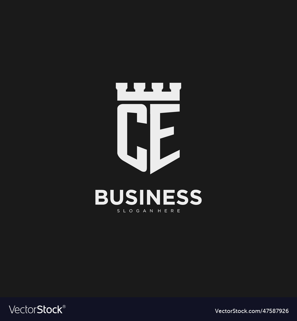 Initials ce logo monogram with shield Royalty Free Vector