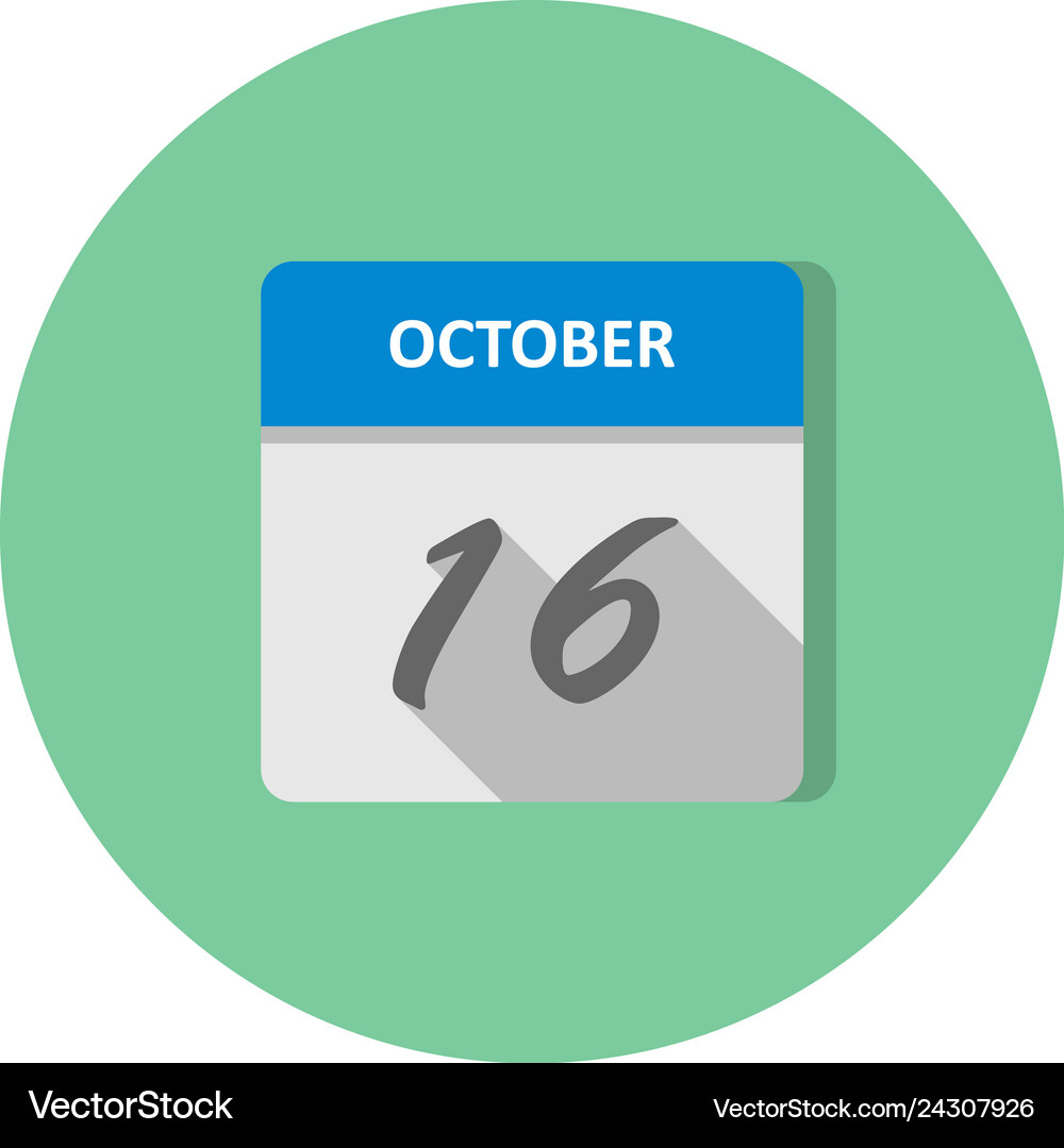 October 16th date on a single day calendar Vector Image
