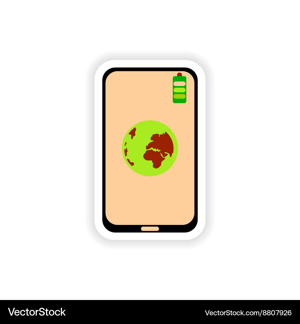 Paper sticker on white background mobile phone Vector Image