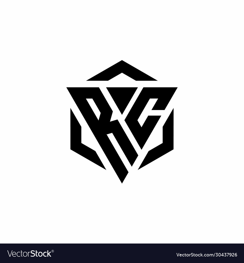 Rc logo monogram with triangle and hexagon modern Vector Image