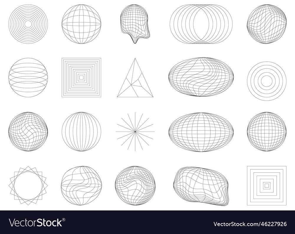 Retrofuturistic geometry design elements set Vector Image