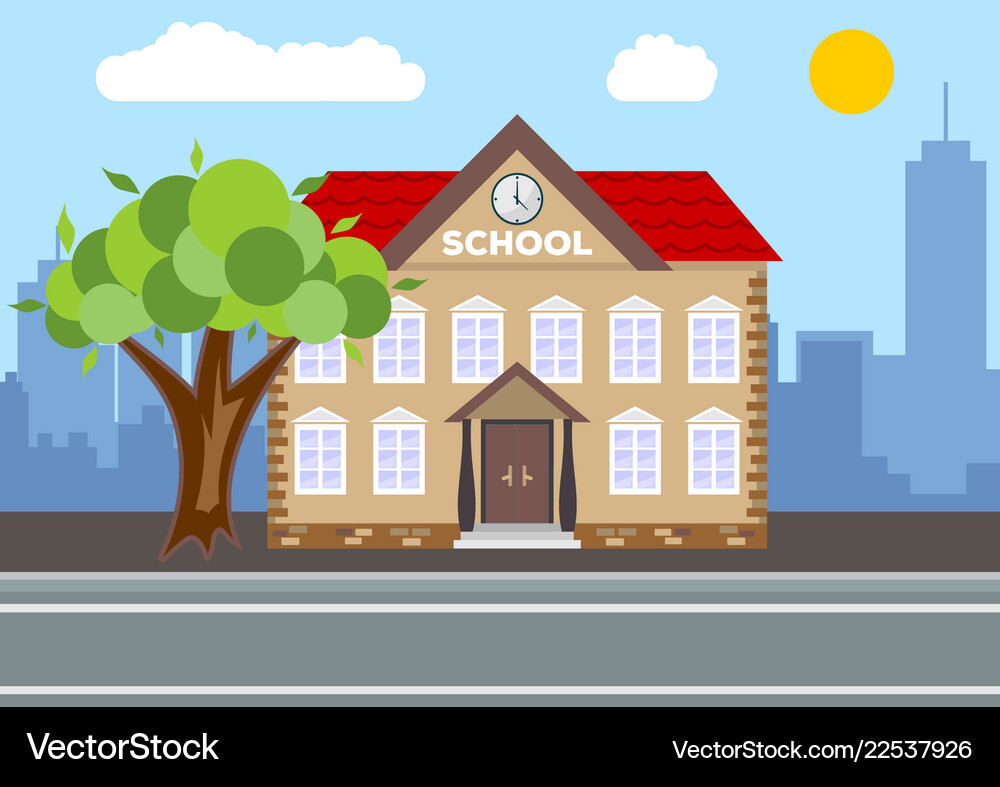 School building city landscape concept Royalty Free Vector