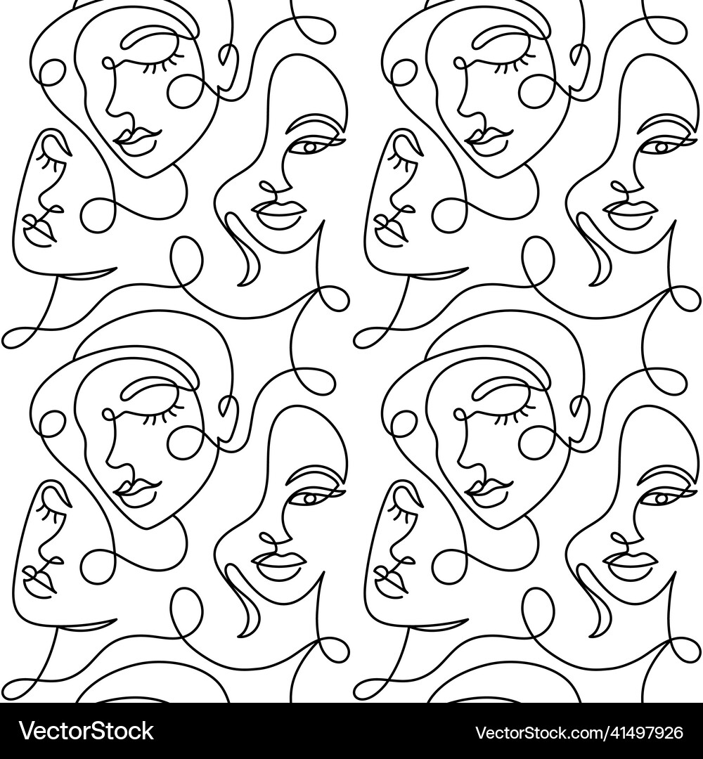 Seamless pattern of faces an abstract woman Vector Image