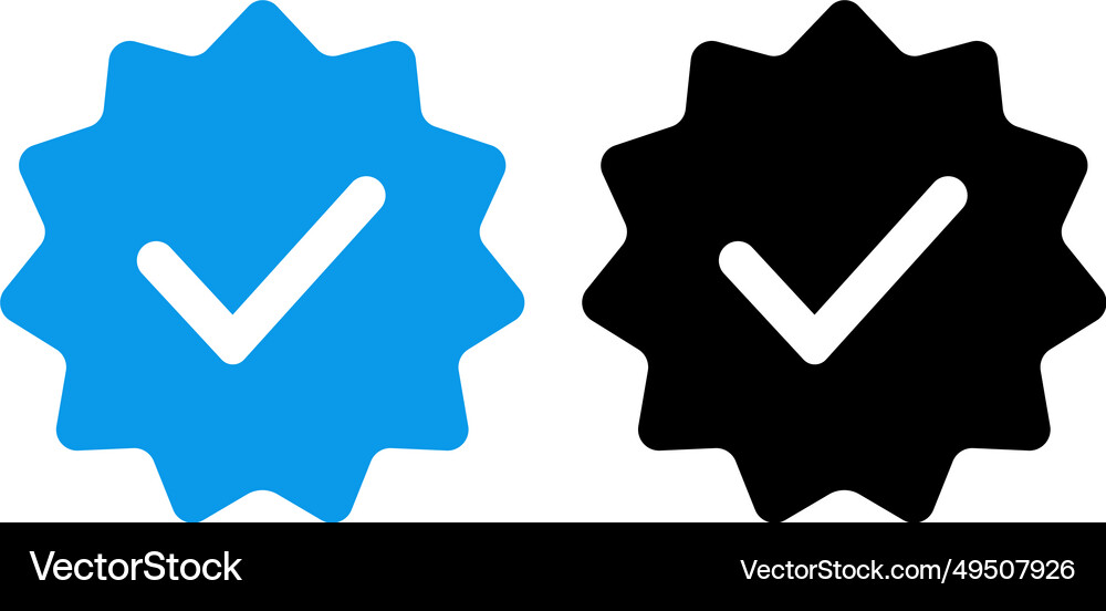 Verified tick badge icon set isolated Royalty Free Vector