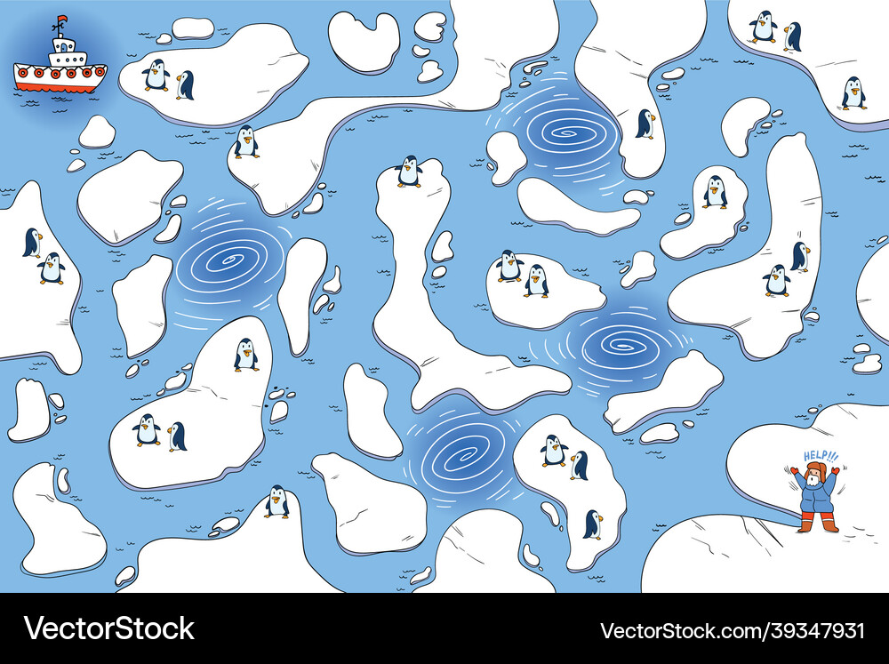 Find the right path children puzzle rescue Vector Image