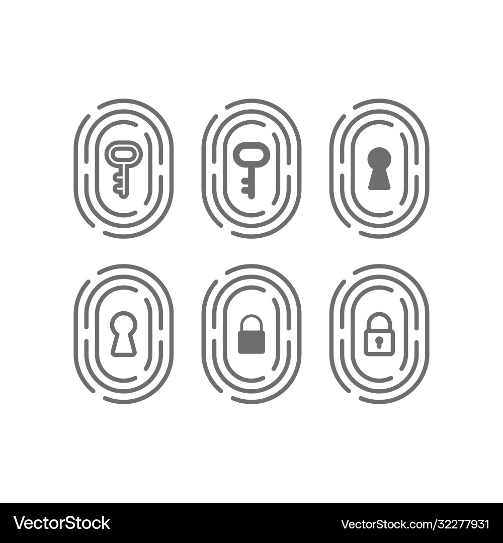 Fingerprint with key keyhole and padlock icon Vector Image
