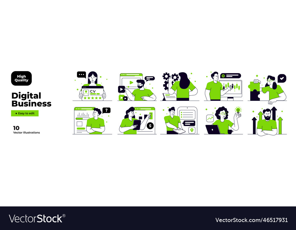 Flat modern design of digital business bundle Vector Image