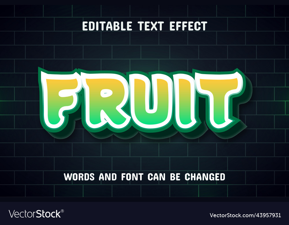 Fruit text - 3d text effect Royalty Free Vector Image