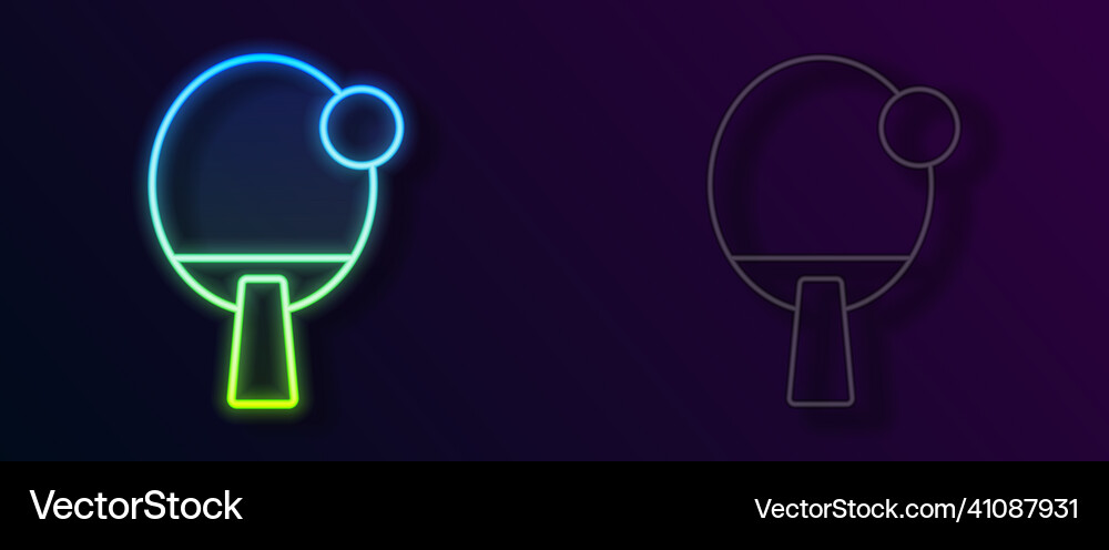 Glowing neon line racket for playing table tennis Vector Image
