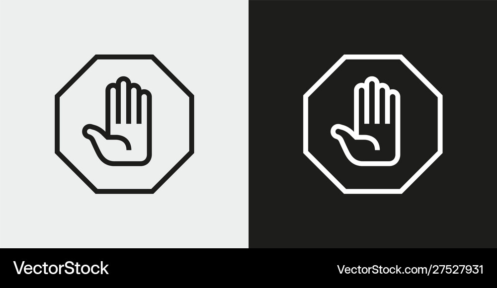 Hand stop sign icon set stop symbols Royalty Free Vector