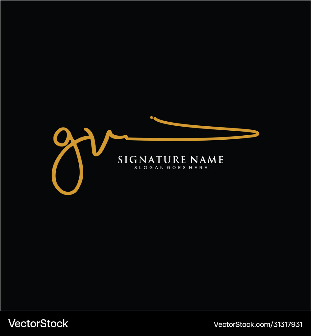Letter gv signature logo template Royalty Free Vector Image