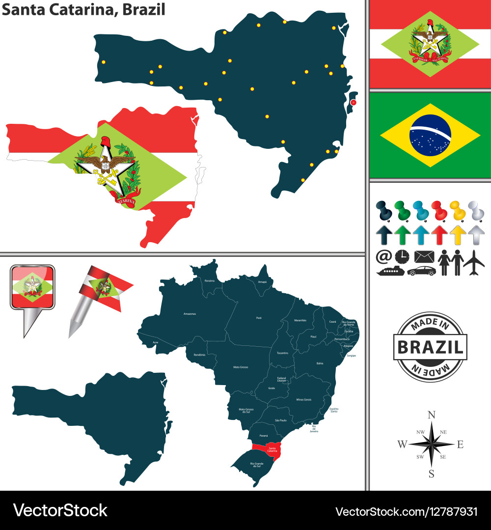 Map of Santa Catarina Royalty Free Vector Image