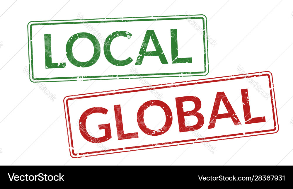 Set stamps with words global and local rubber Vector Image