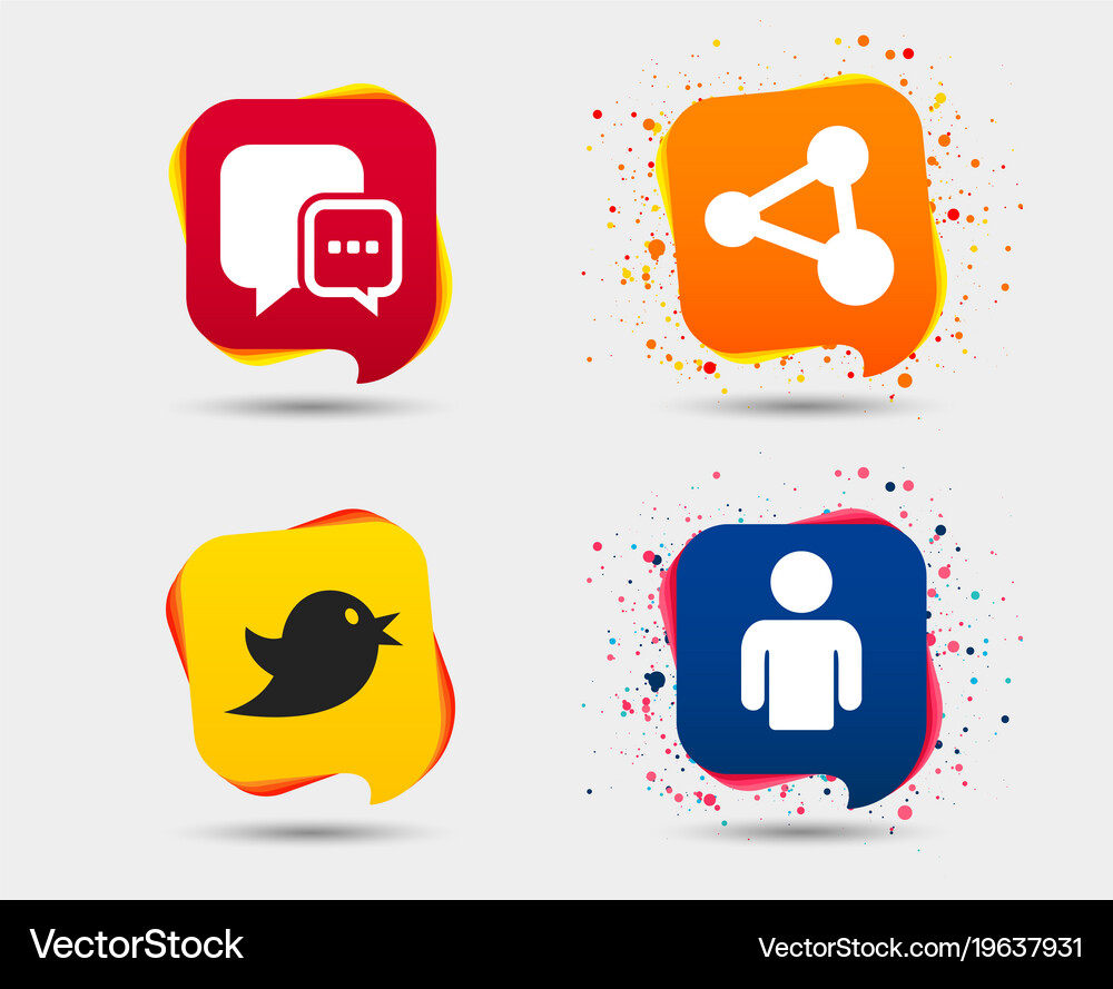Social media icons chat speech bubble and share Vector Image