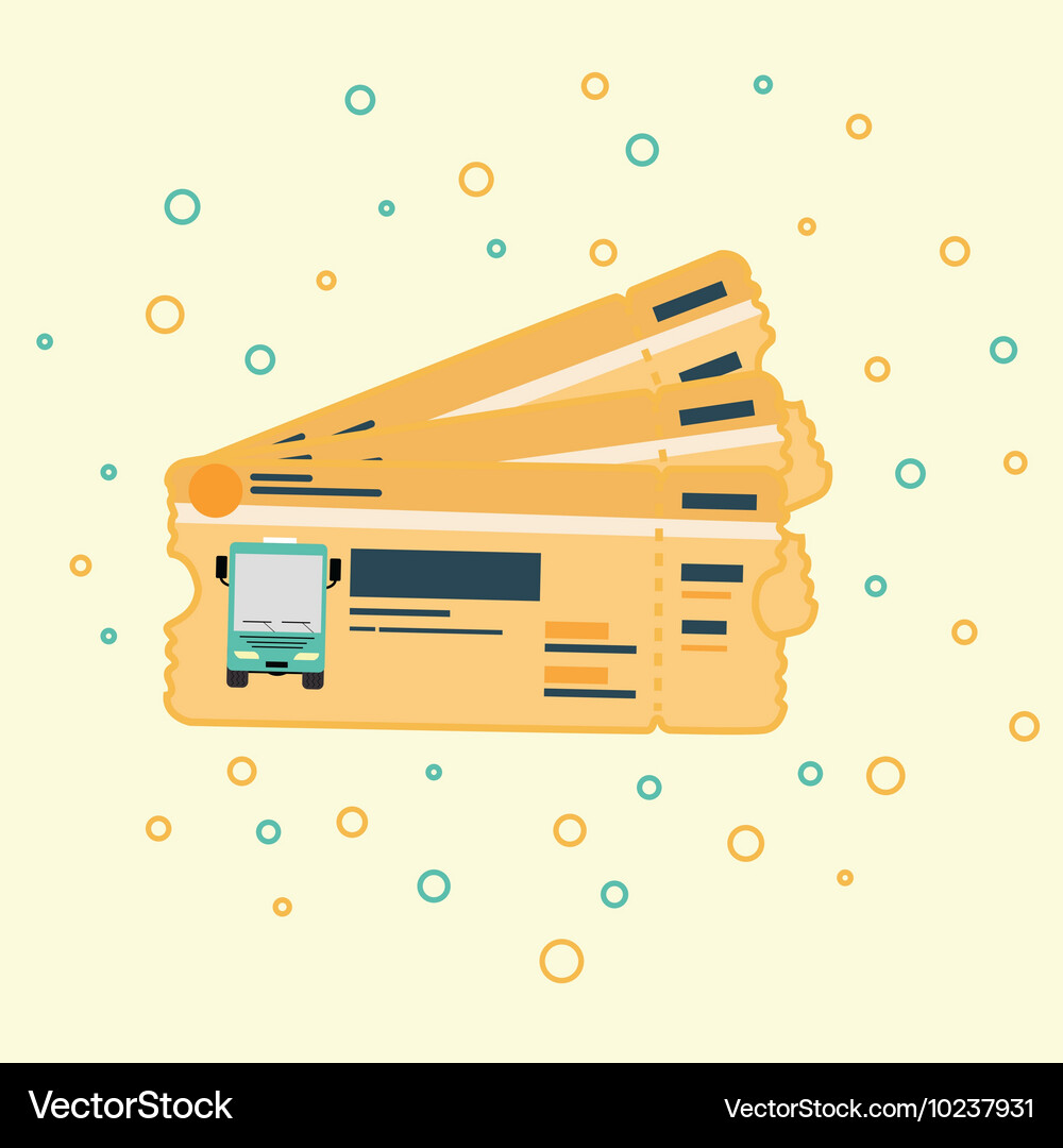 Stack bus ticket flat drawing Royalty Free Vector Image