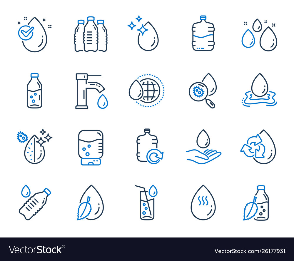 Water drop line icons set bottle Royalty Free Vector Image
