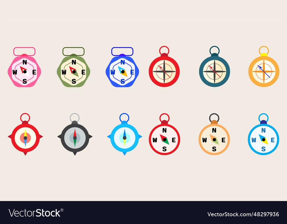 Collection Compass Toolnavigation Devicecompass Vector Image