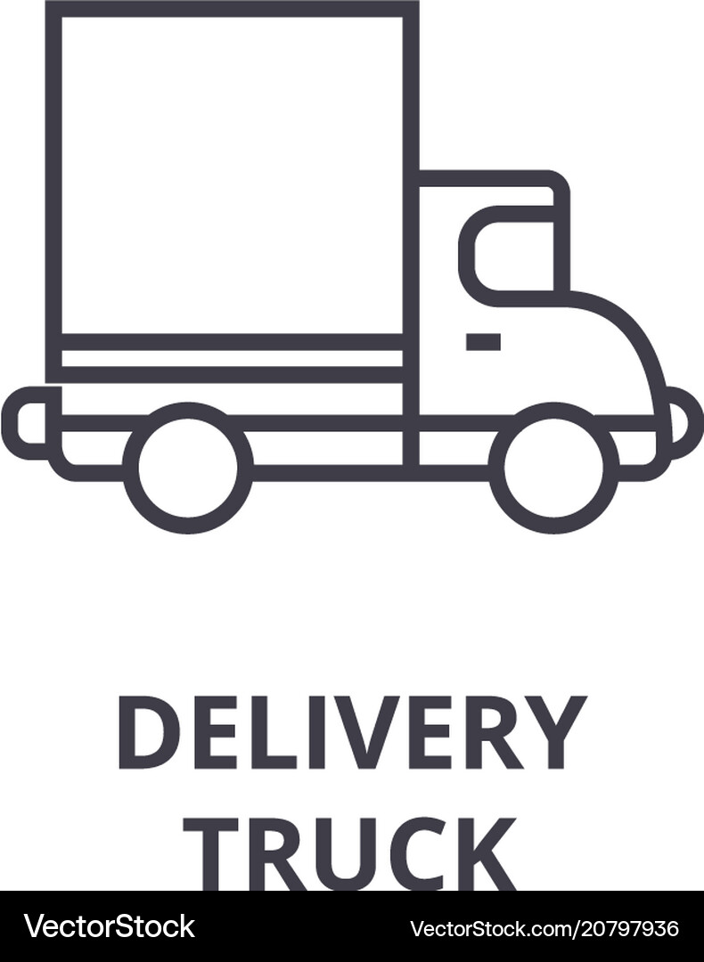 Delivery truck line icon sign Royalty Free Vector Image