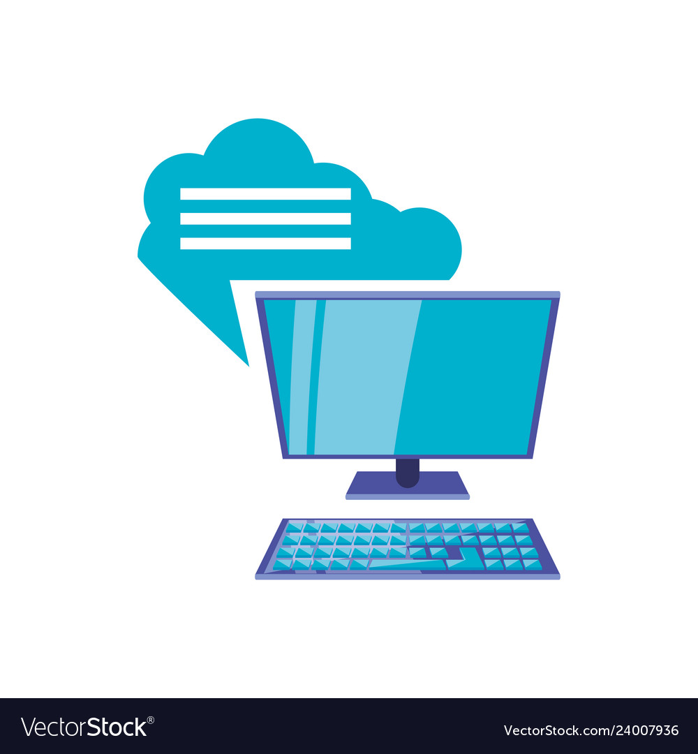Desktop computer with speech bubble Royalty Free Vector