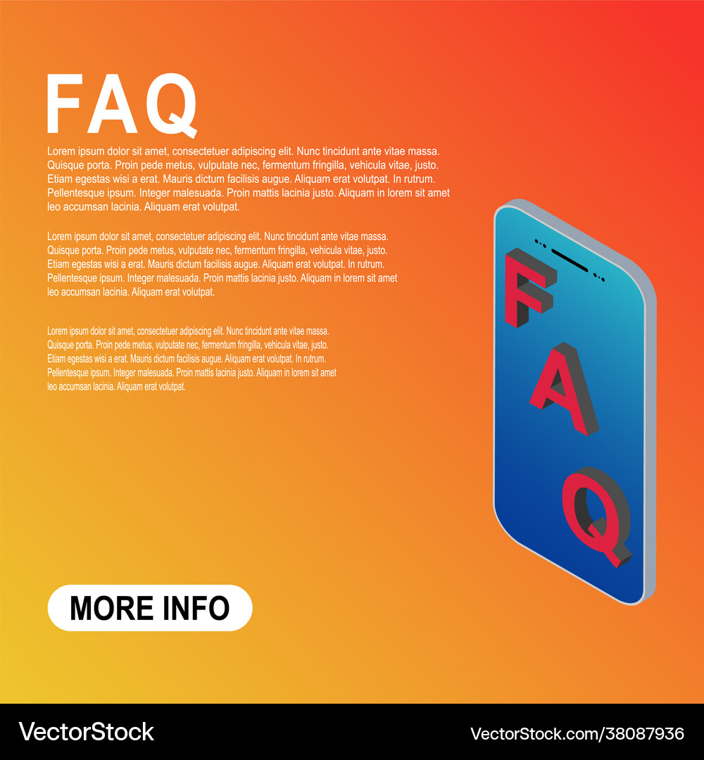 Faq 3d template frequently asked questions icon Vector Image